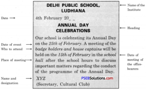 PSEB 11th Class English Notice Writing – PSEB Solutions