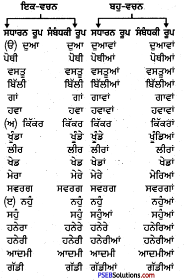 PSEB 4th Class Punjabi Grammar ਵਿਆਕਰਨ – PSEB Solutions