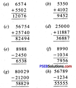 PSEB 5th Class Maths Solutions Chapter 2 Fundamental Operations on ...